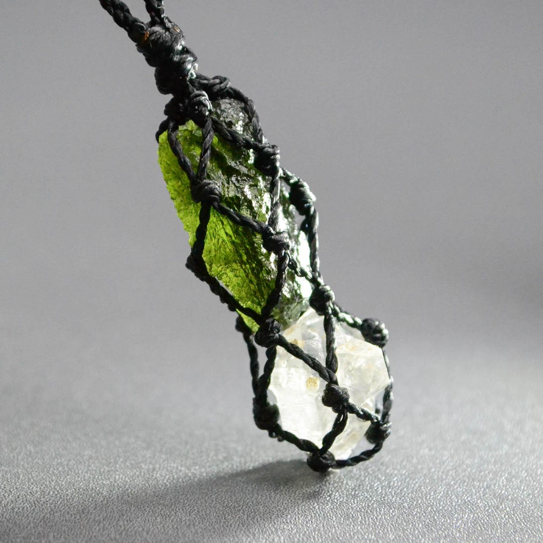 Herkimer and Moldavite Necklace for Men Real Authentic Moldavite ...