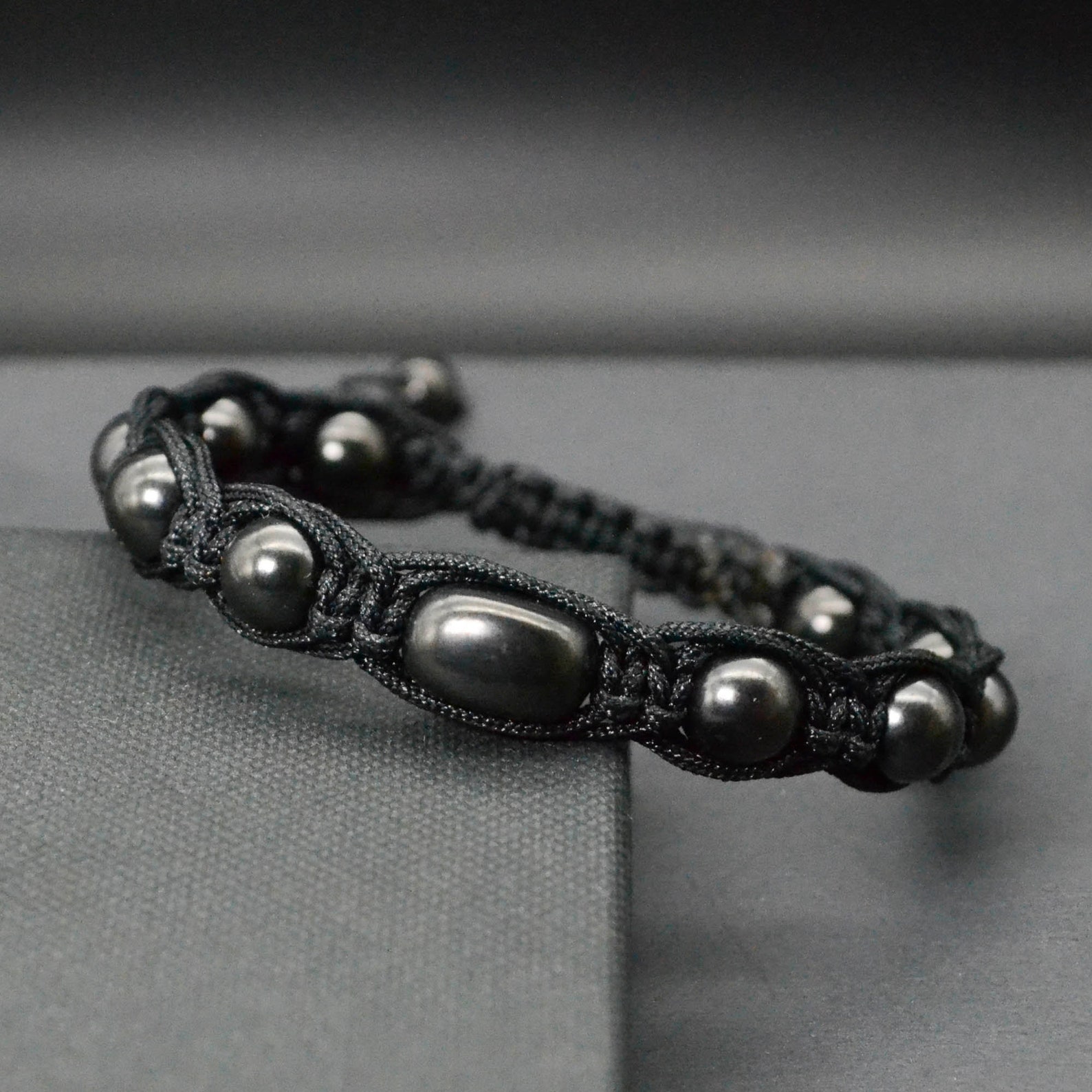 Shungite Bracelet for Men EMF 5g Protection Bracelet Adjustable Macrame ...