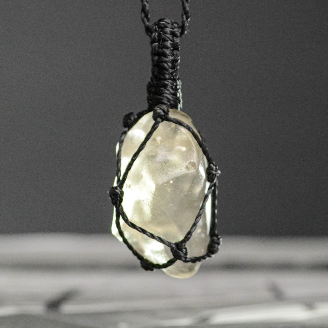 Libyan Desert Glass Necklace Men Adjustable Wrapped Meteorite Pendant ...