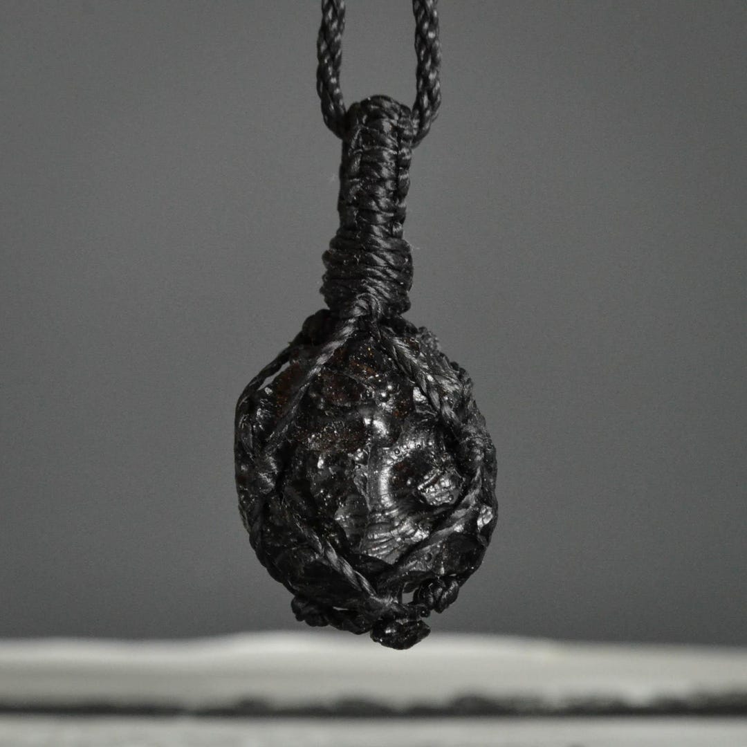 Rare Tektite Pendant for Men Billitonite Batu Satam Pendant Adjustable ...