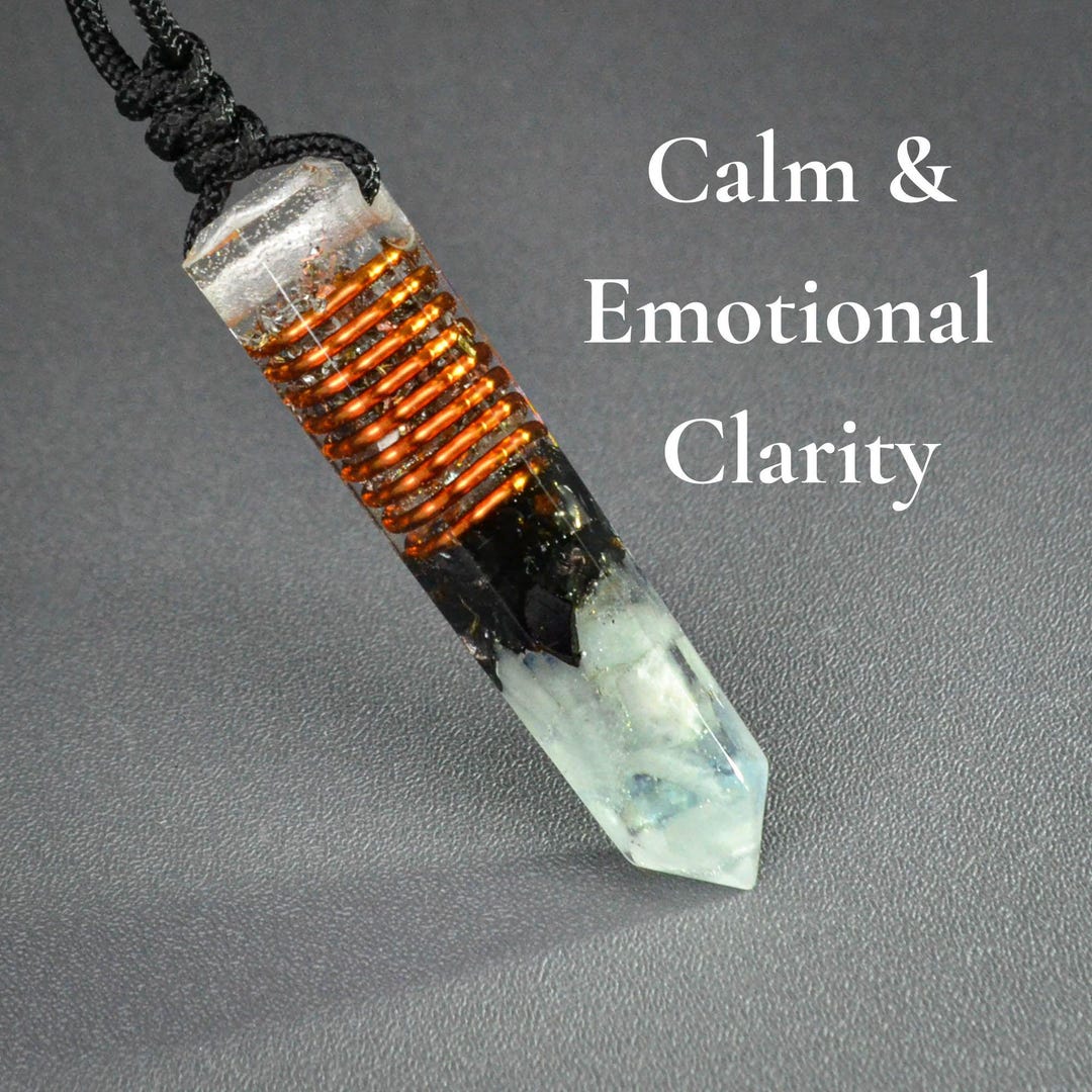 Raw Aquamarine Blue Orgonite Pendant for Men Adjustable 5G Emf ...