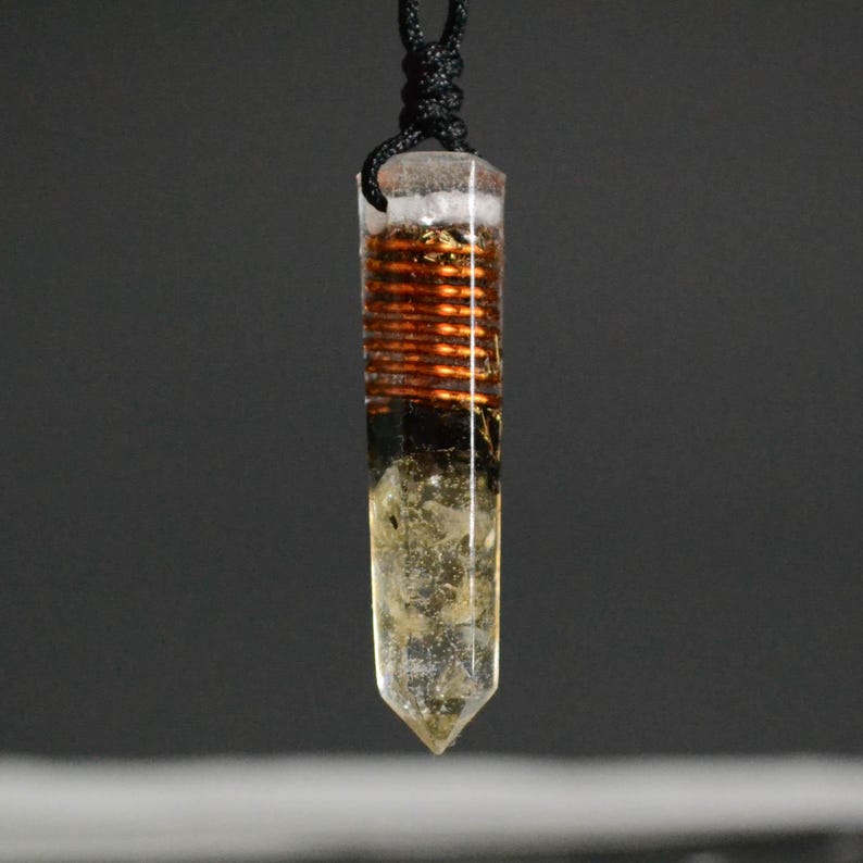 Citrine Orgonite Pendant for Men Adjustable 5g Emf Protection Necklace ...