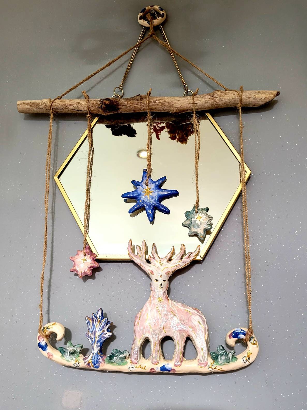 The Majestic White Stag! Handmade Ceramic Wall Hanging. God, Purity ...