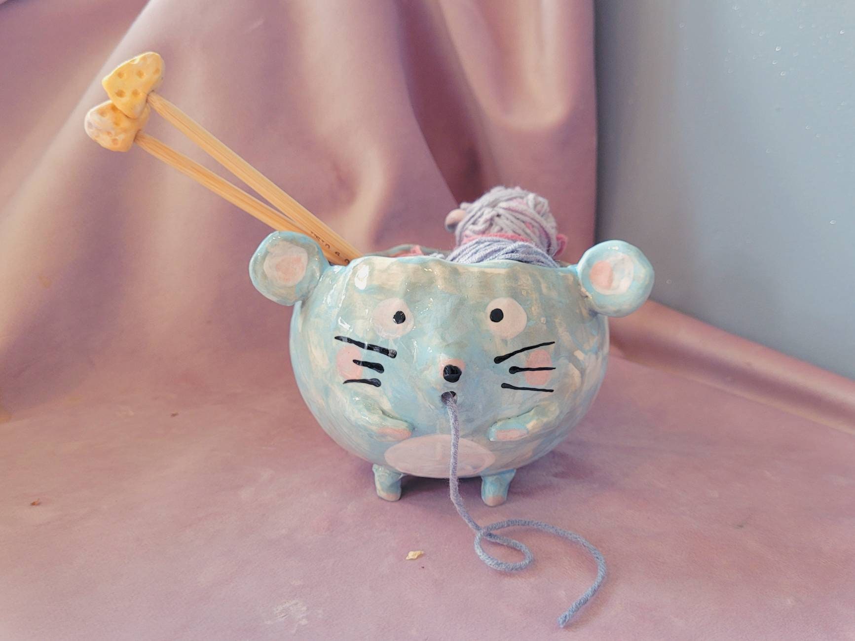 The Mouse & Cheese Yarn Bowl Handmade Ceramic Yarn Bowl. - Etsy