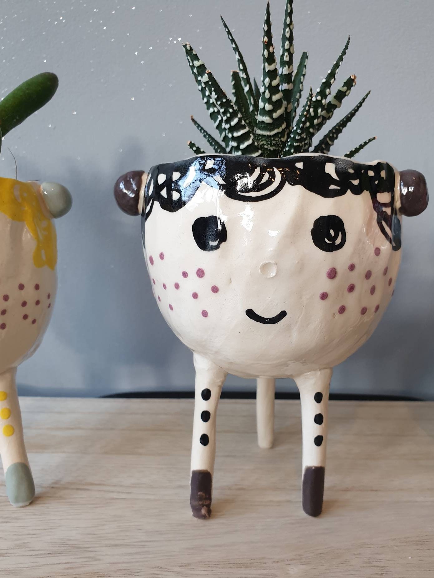 The Spotty Dotty Face Collection Handmade Ceramic Plant Pot | Etsy UK