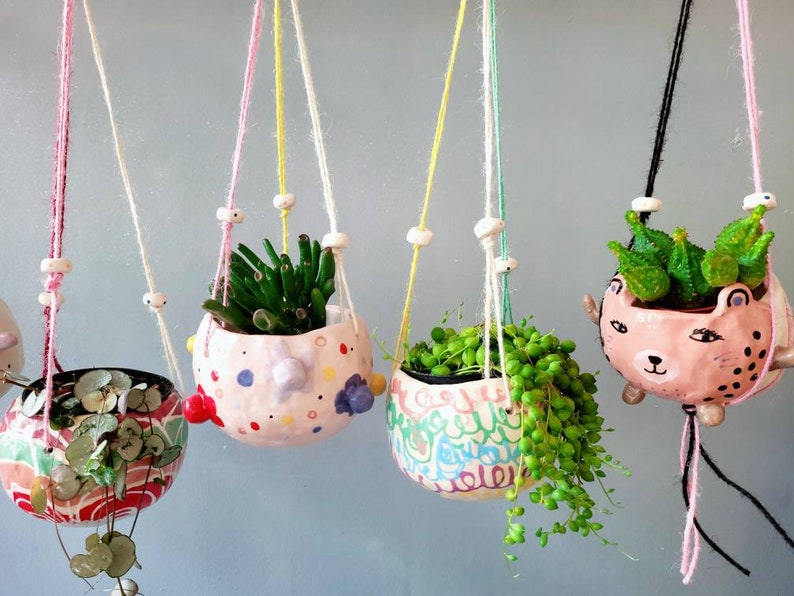The Lush Pots Collection Handmade Ceramic Hanging Planters - Etsy