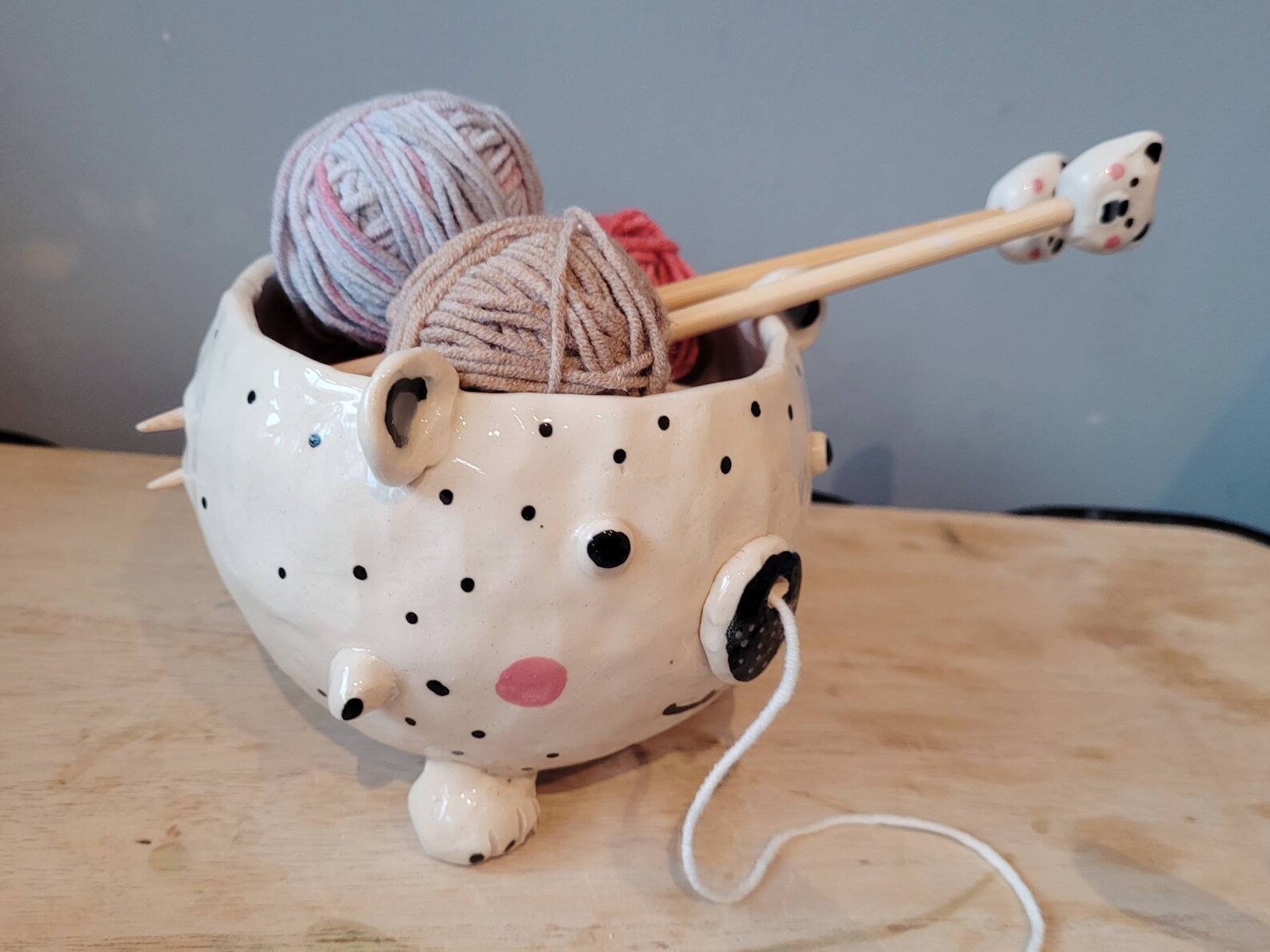 The Silly Bear Yarn Bowl - Handmade Ceramic Yarn Bowl. Hand Pinched ...