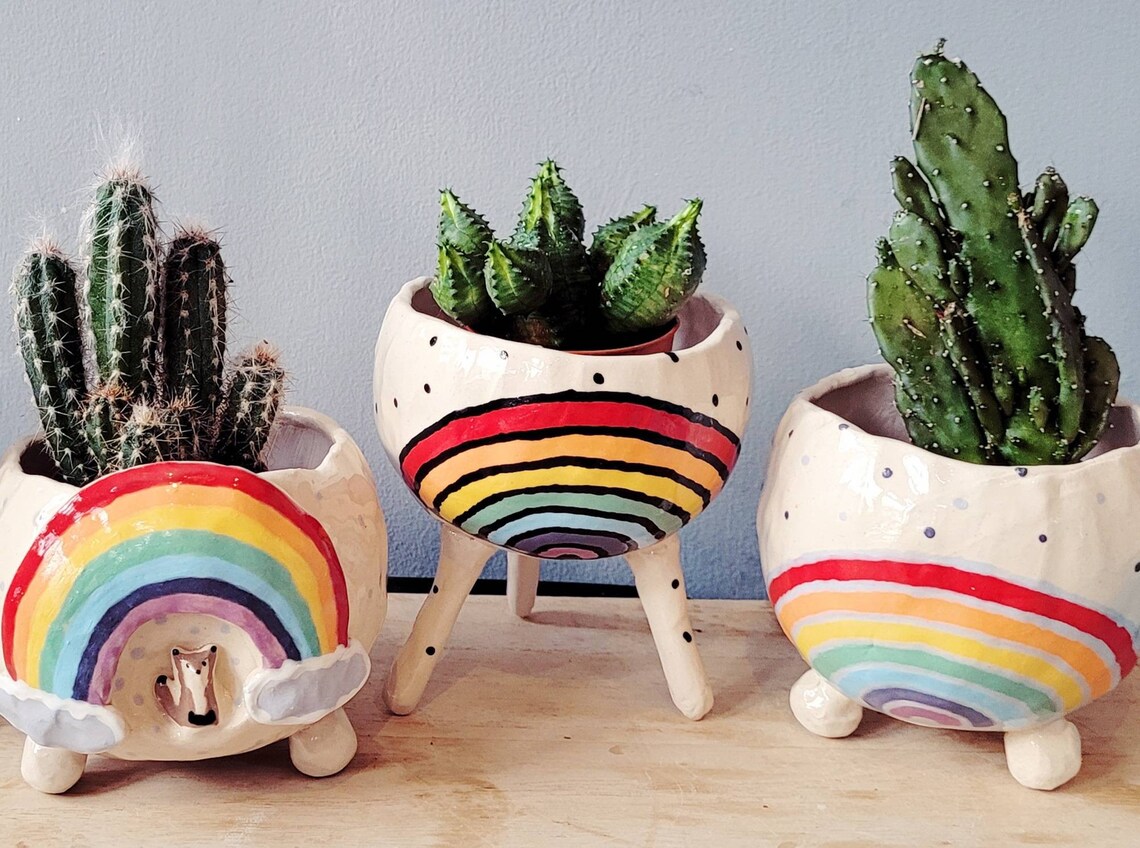 The Rainbow Pot Collection 2 Ceramic handmade planter | Etsy