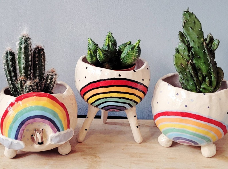 The Rainbow Pot Collection 2 Ceramic Handmade Planter - Etsy