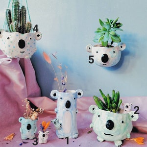 The Koala Bear Family Collection! Handmade Ceramic Hanging Plant Pot ...