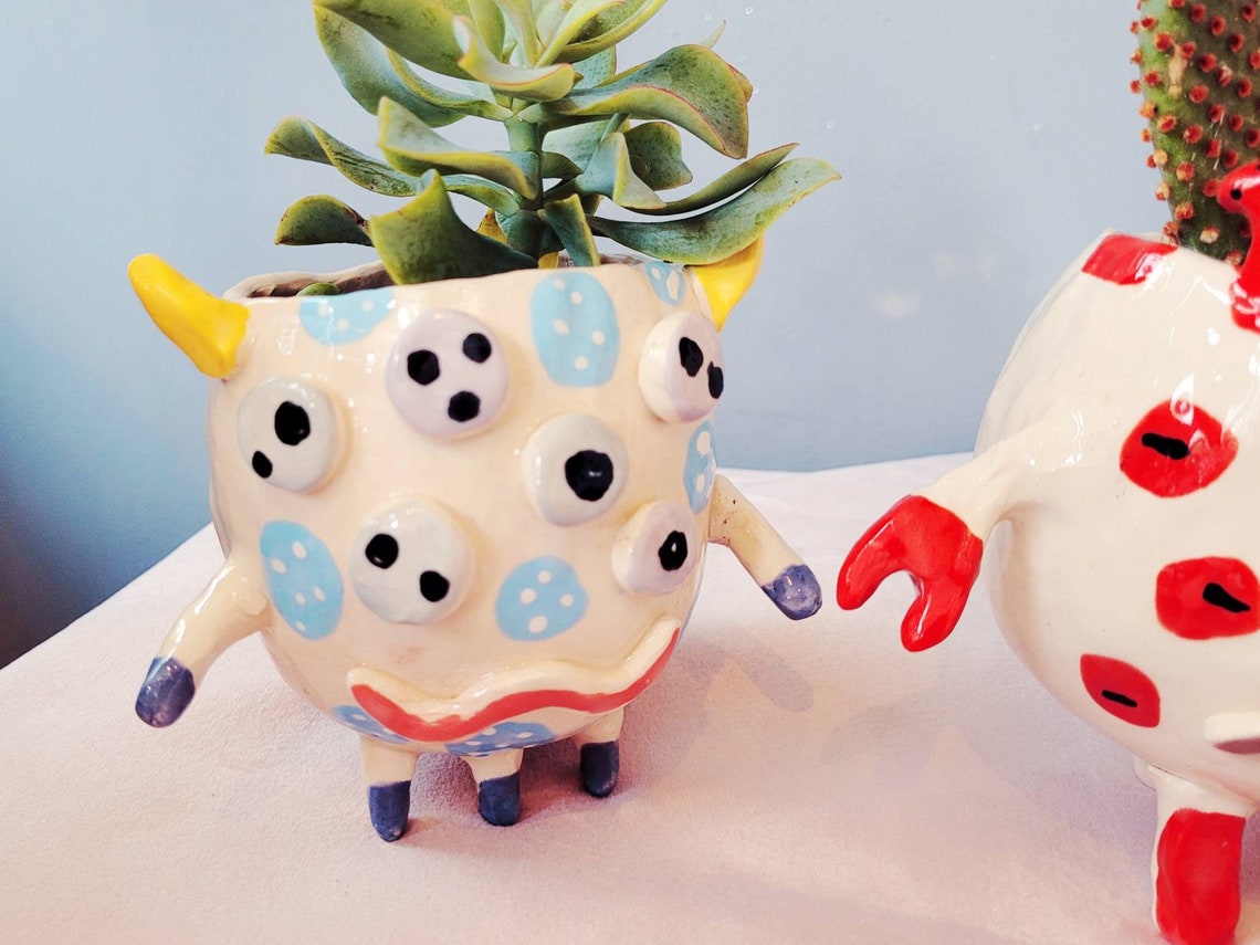 The Space Monster Alien Collection! Handmade Ceramic Plant Pot, Indoor ...