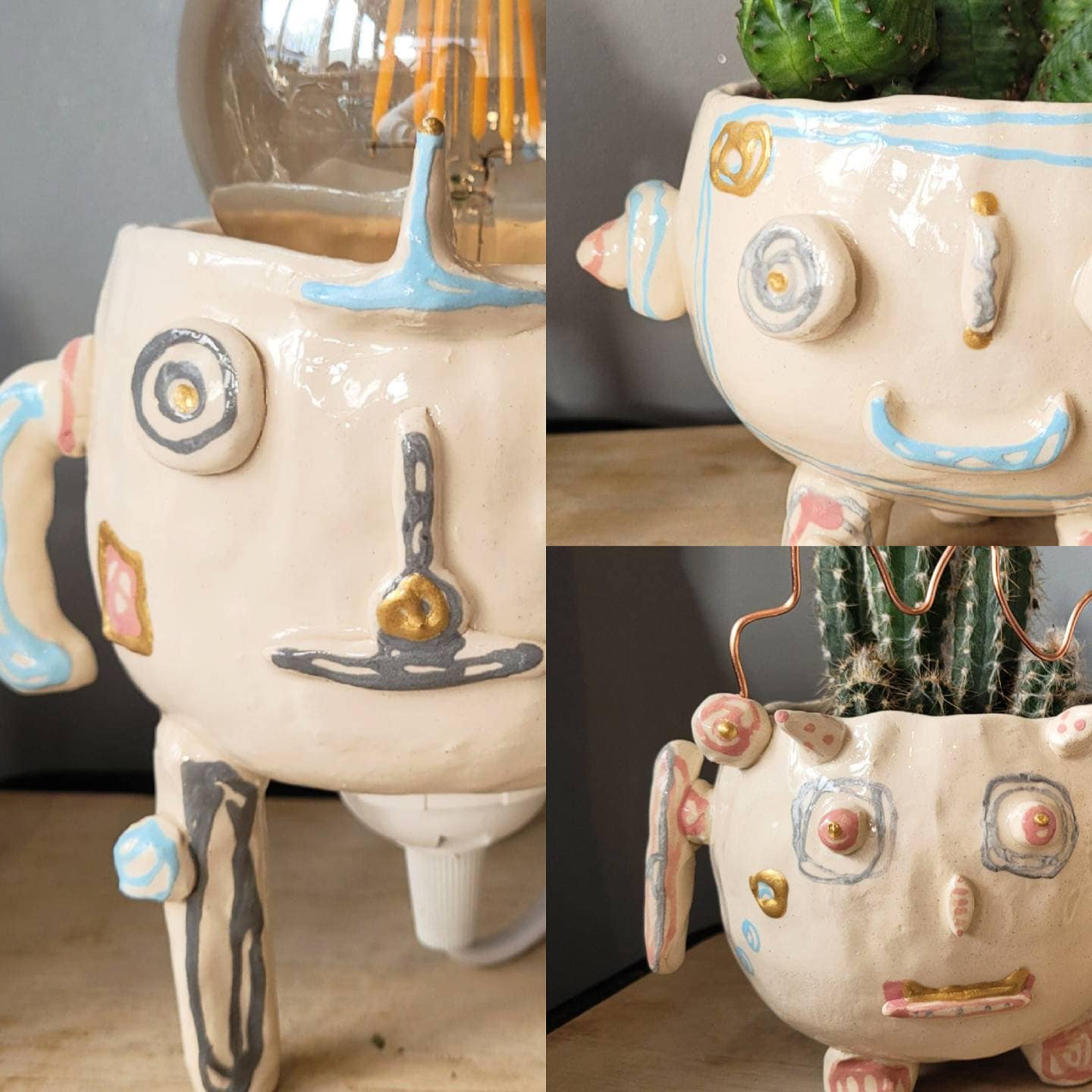 The Robot Collection Handmade ceramic planter lamp | Etsy