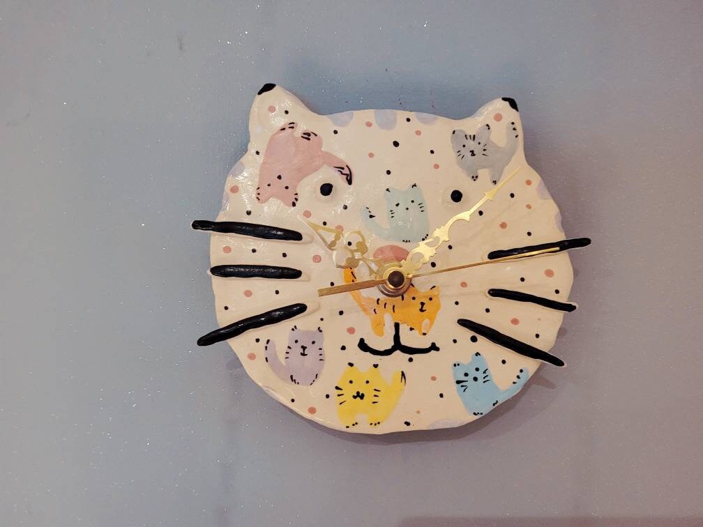 The Meow Clock! Hand Made Ceramic Clock. Home Décor. Wall Décor. Wall ...