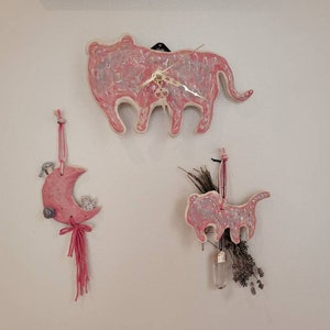 The Pink Tiger Clock! Hand Made Ceramic Wall Clock. Home Décor. Wall ...