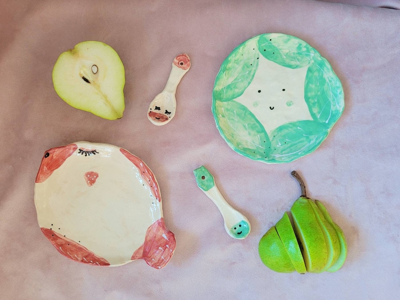 Cutie Pie Plate With Spoon Set - Handmade Ceramic Snack Plate Tapas ...