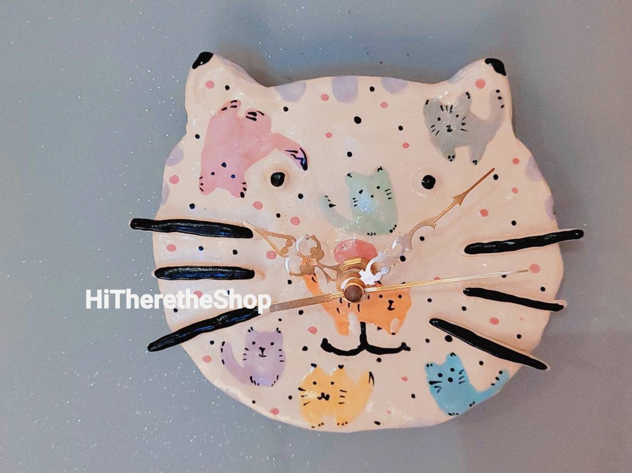 The Meow Clock Hand Made Ceramic Clock. Home Décor. Wall | Etsy