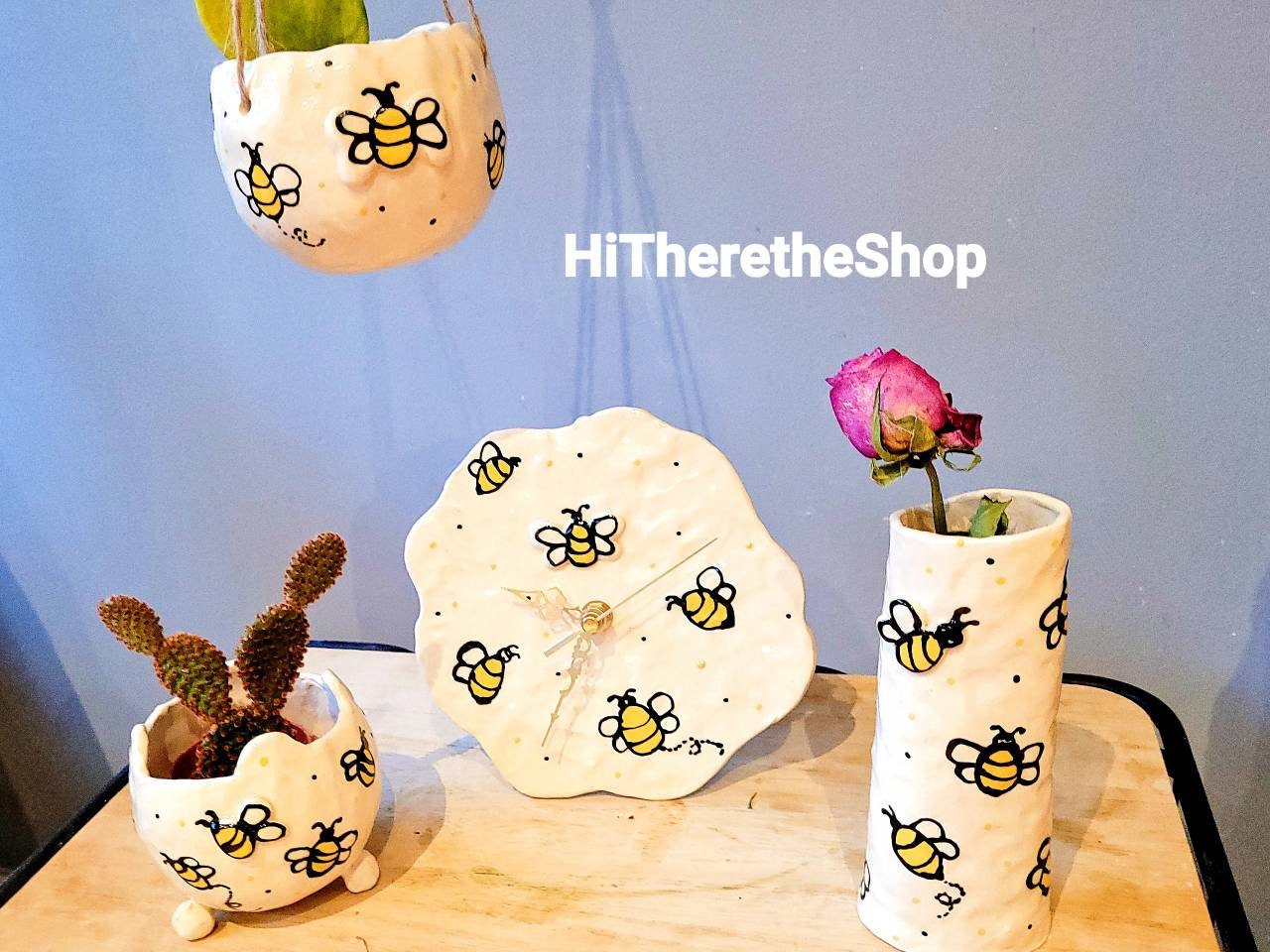 The Bee Collection - Handmade Ceramic Planter, Succulent Pot, Cactus ...