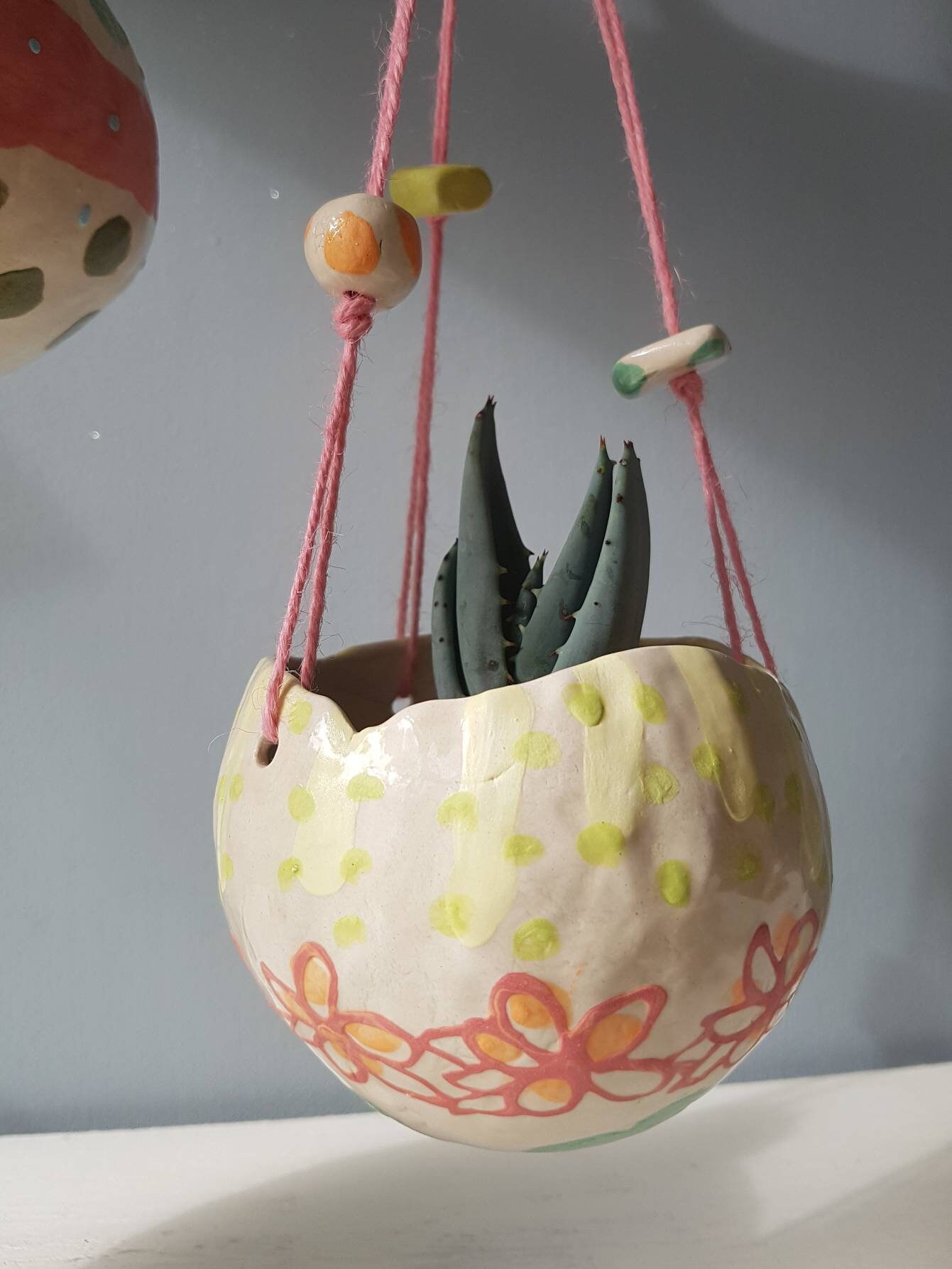 The Botanic Collection Handmade Ceramic Hanging Planter | Etsy UK