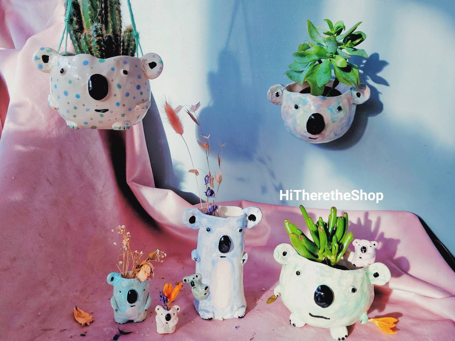 The Koala Bear Family Collection! Handmade Ceramic Hanging Plant Pot ...
