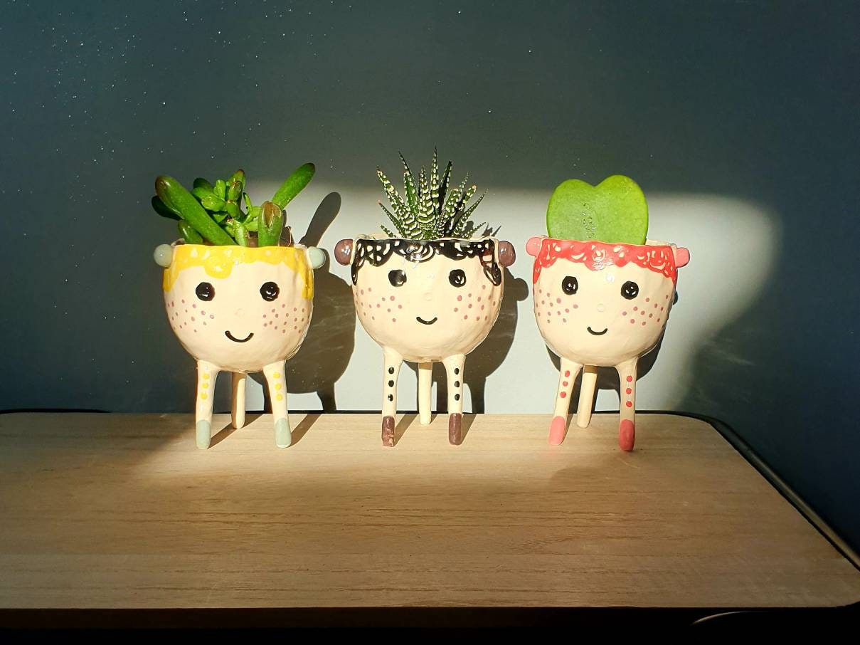 The Spotty Dotty Face Collection Handmade Ceramic Plant Pot | Etsy UK