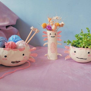 The Silly Axolotl Yarn Bowl - Handmade Ceramic Yarn Bowl. Hand Pinched ...