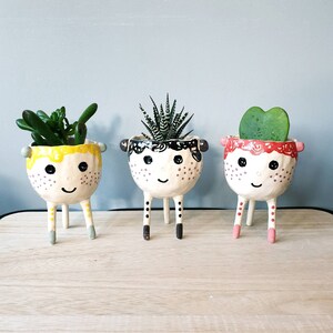 The Spotty Dotty Face Collection - Handmade Ceramic Plant Pot ...