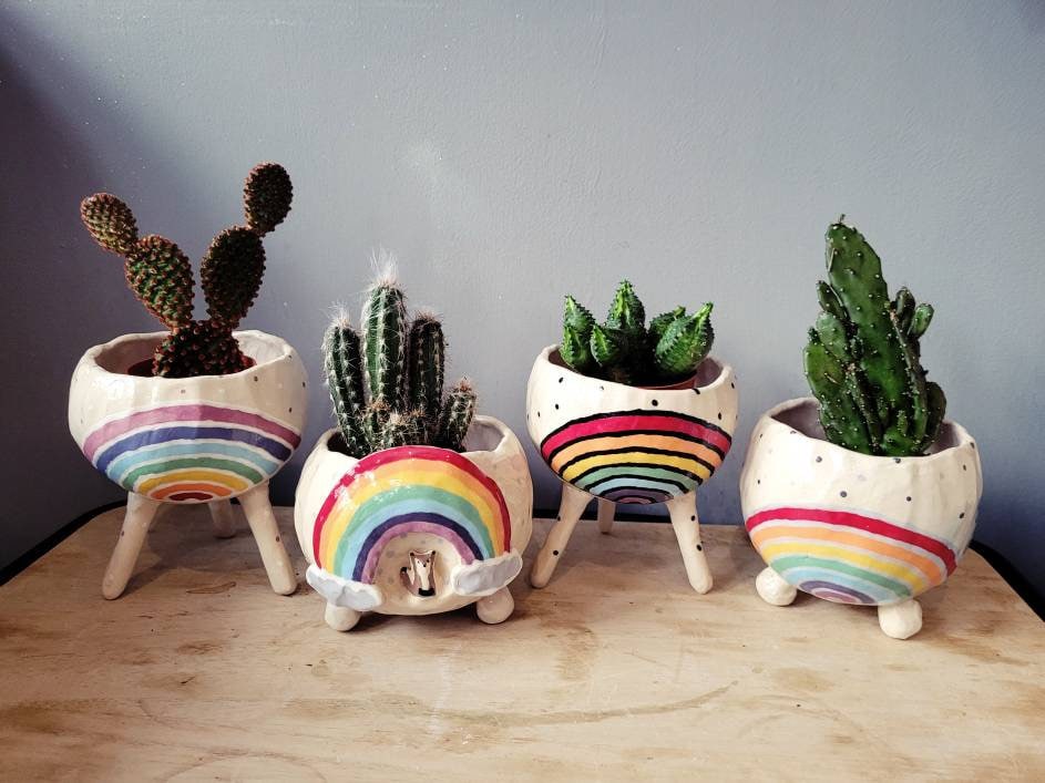 The Rainbow Pot Collection 2 Ceramic handmade planter | Etsy