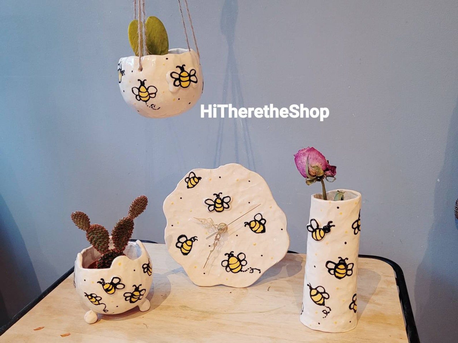 The Bee Collection - Handmade Ceramic Planter, Succulent Pot, Cactus ...