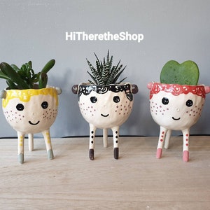 The Spotty Dotty Face Collection - Handmade Ceramic Plant Pot ...