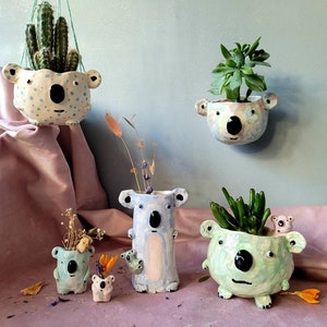 The Koala Bear Family Collection! Handmade Ceramic Hanging Plant Pot ...