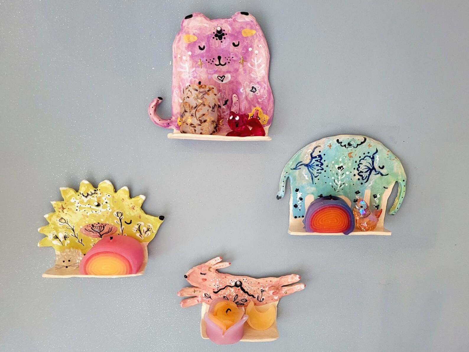 The Magic Animal Shrines! Handmade Ceramic Anima Wall Shelf, Candle ...