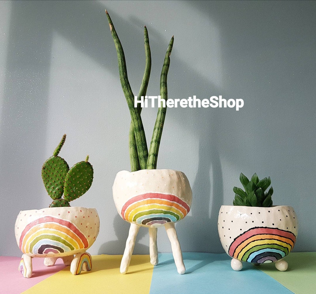 The Rainbow Pot Collection - Ceramic, Handmade Succulent Pot Cactus Pot ...