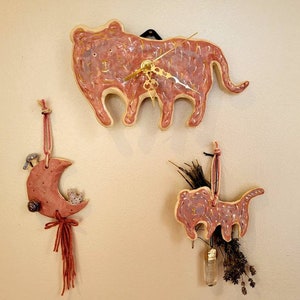 The Pink Tiger Clock! Hand Made Ceramic Wall Clock. Home Décor. Wall ...