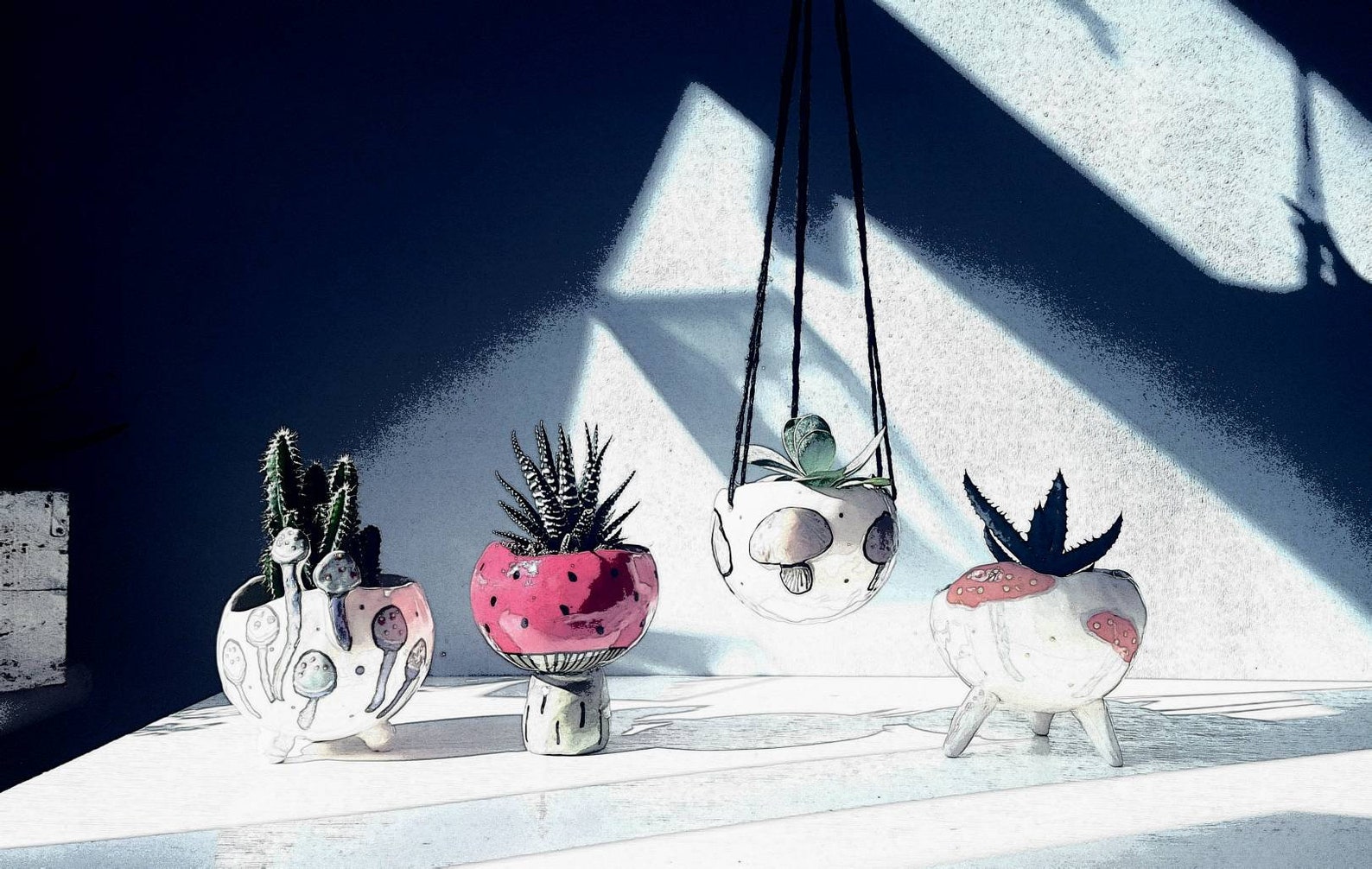 The Cool Shrooms Collection - Handmade Ceramic, Hanging Planter ...