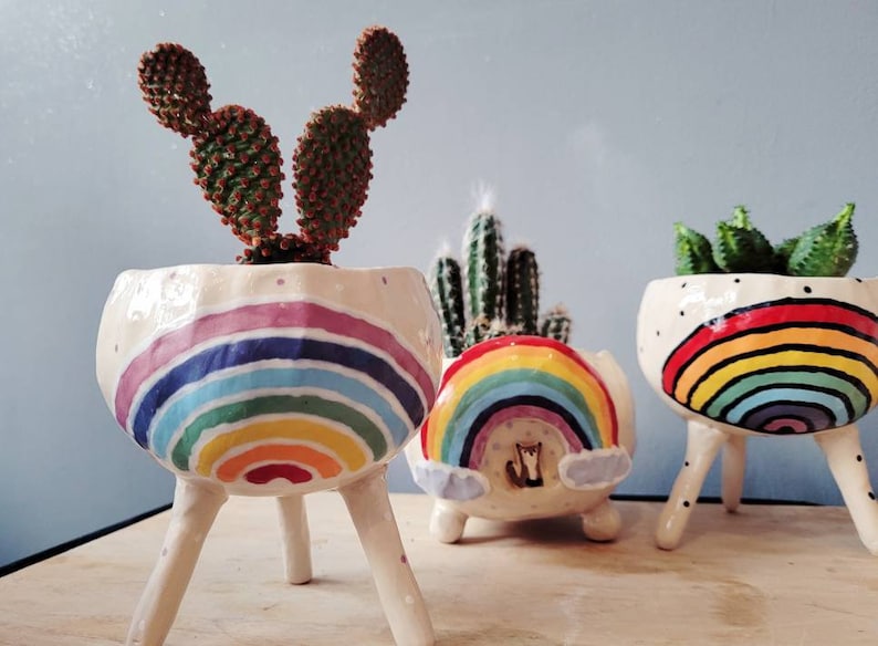 The Rainbow Pot Collection 2 Ceramic Handmade Planter - Etsy