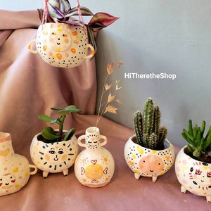 The Sun Babes Collection! Handmade Ceramic Hanging Plant Pot, Succulent ...