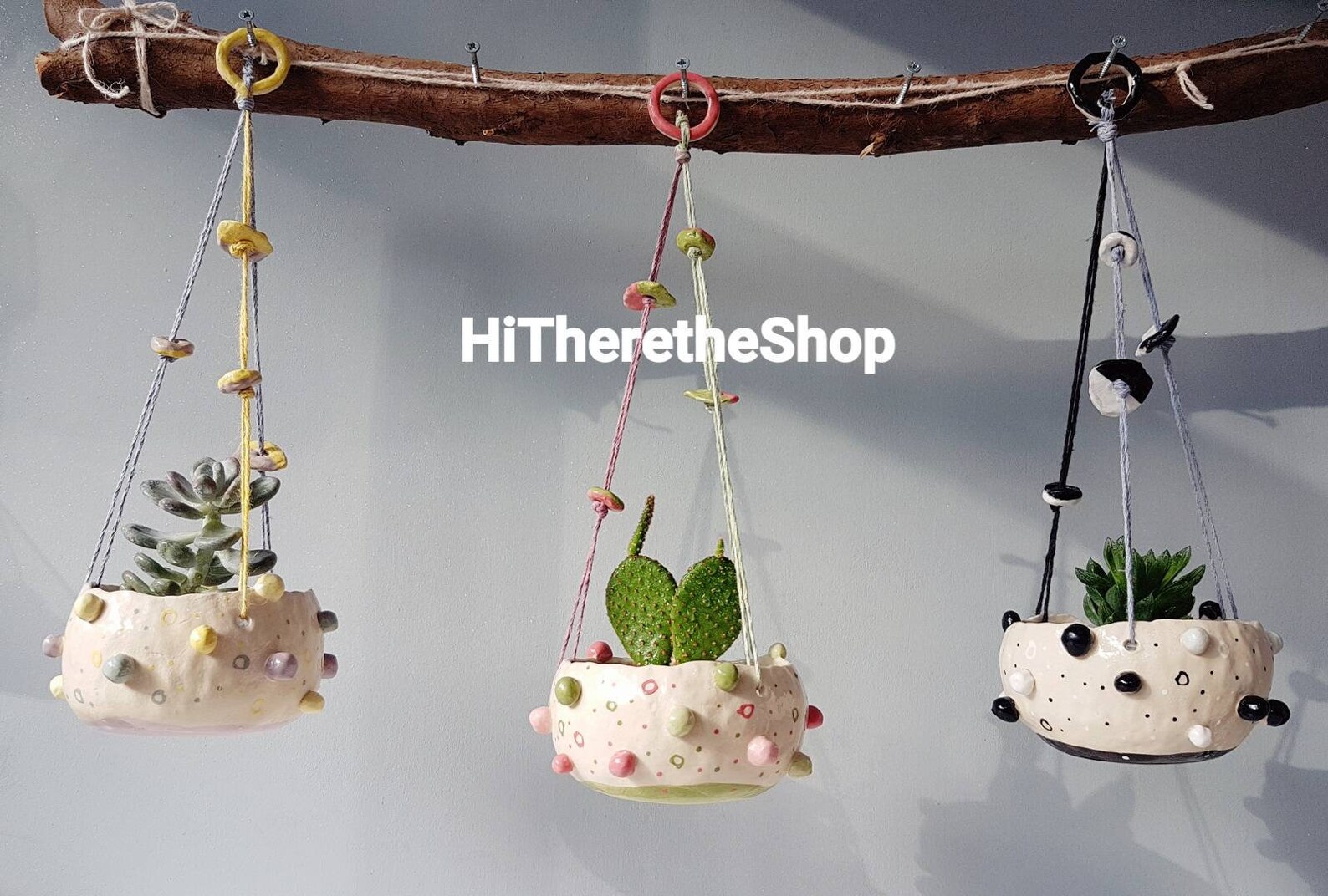 The Bobbly Pot Collection - Ceramic, Handmade, Succulent Pot, Hanging ...