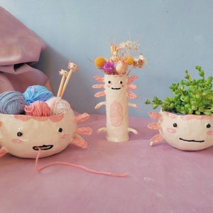 The Silly Axolotl Yarn Bowl - Handmade Ceramic Yarn Bowl. Hand Pinched ...
