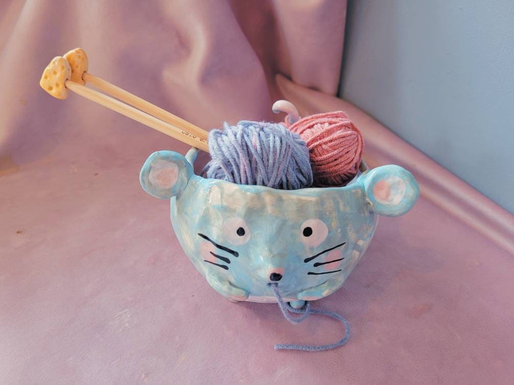 The Mouse & Cheese Yarn Bowl Handmade Ceramic Yarn Bowl. - Etsy