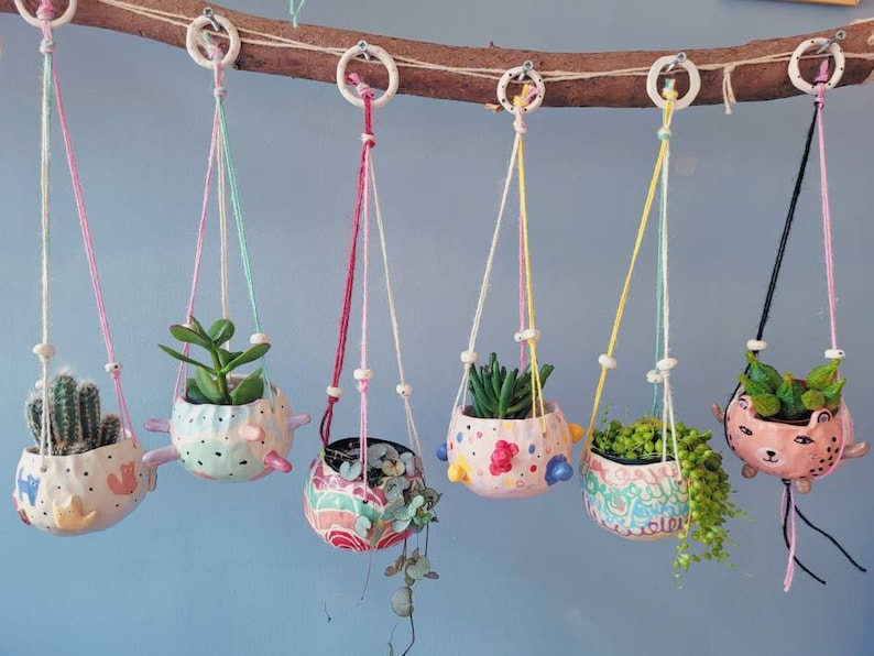 The Lush Pots Collection Handmade Ceramic Hanging Planters - Etsy