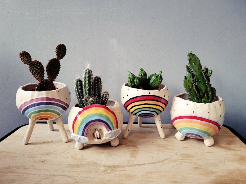 The Rainbow Pot Collection 2! Ceramic, Handmade Planter, Succulent Pot ...