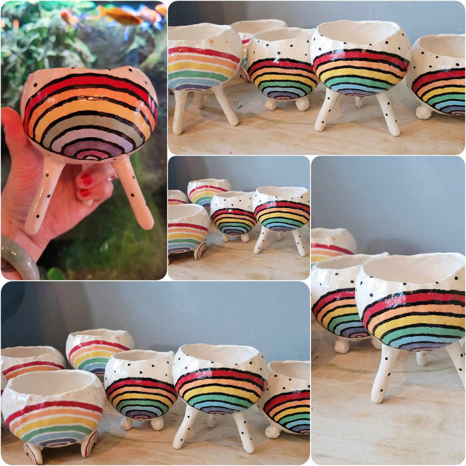 The Rainbow Pot Collection Ceramic Handmade Succulent Pot - Etsy