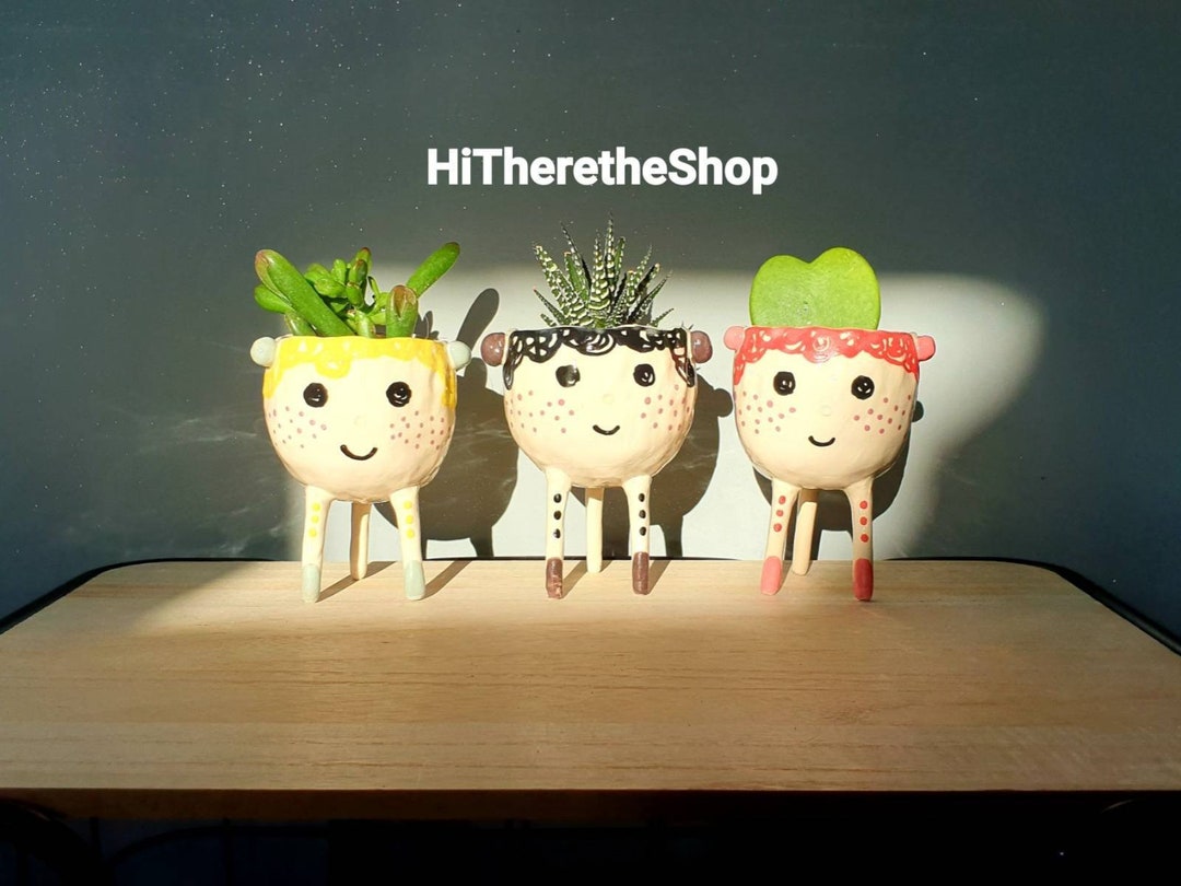 The Spotty Dotty Face Collection - Handmade Ceramic Plant Pot ...