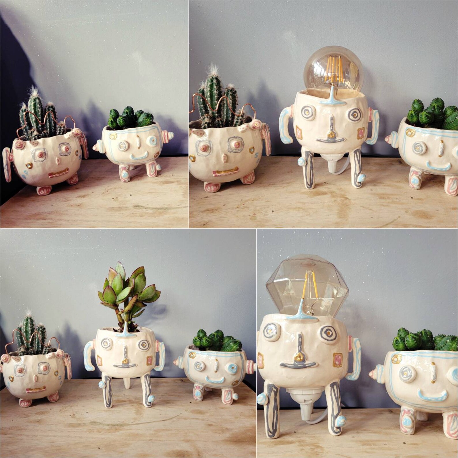 The Robot Collection Handmade Ceramic Planter Lamp - Etsy
