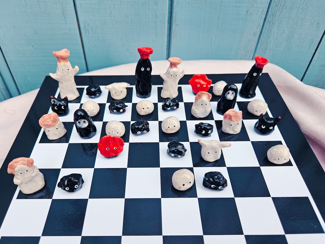 The Darkness and Light Spirits Chess Pieces - Handmade Ceramic Chess ...