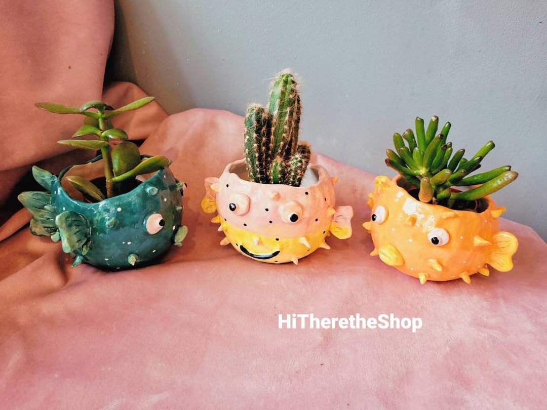 Mr Puffty the Happy Pufferfish! Handmade Ceramic Succulent Cactus Pot ...