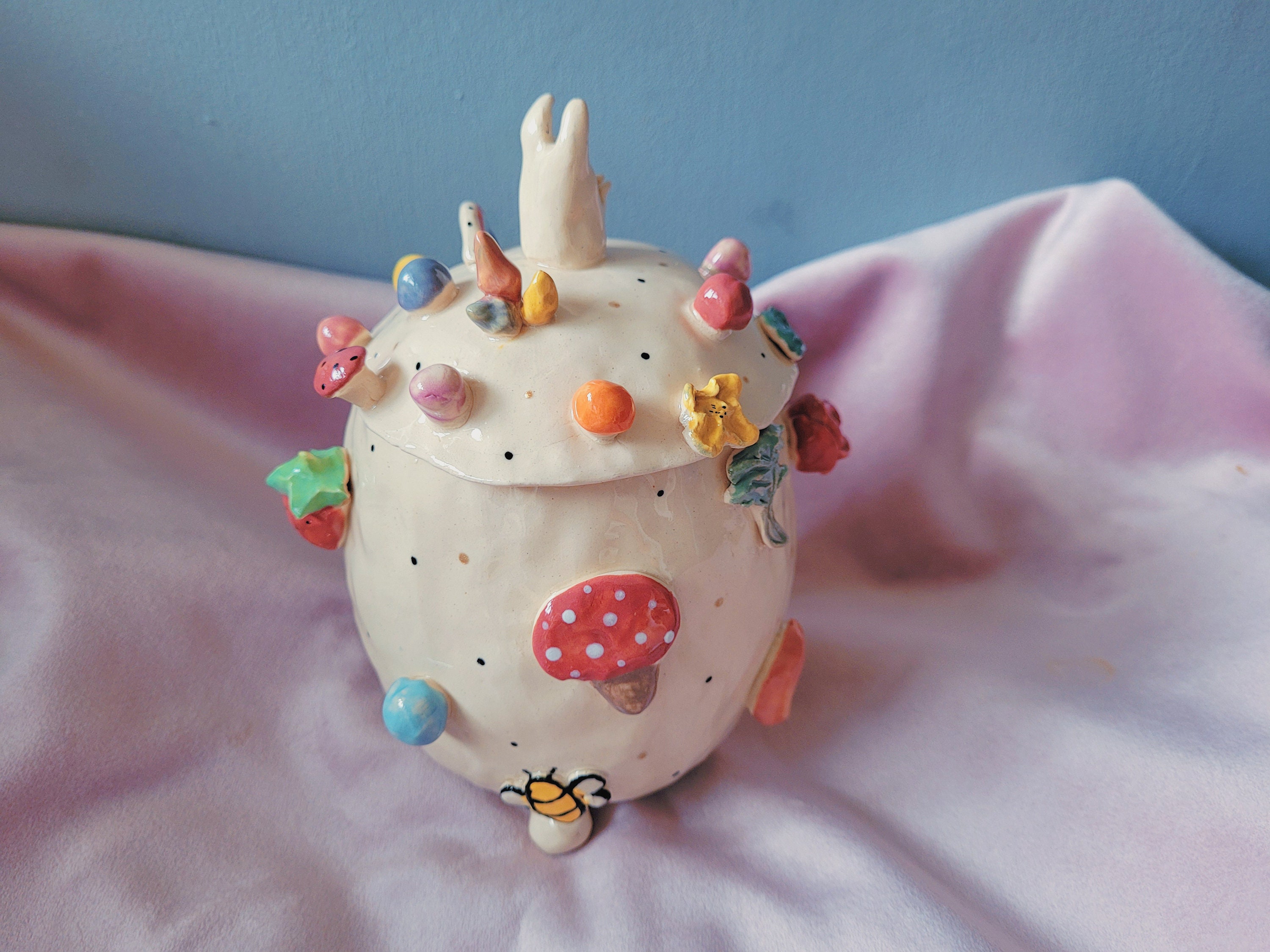 The Whimsical Jar of Bunny Secrets! Special Jar. Rose Mushroom Flower ...