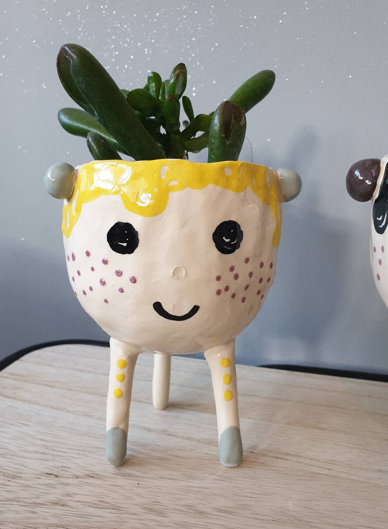 The Spotty Dotty Face Collection Handmade Ceramic Plant Pot - Etsy UK