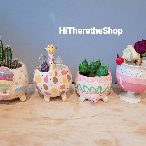The Very Fun Collection Ceramic Handmade Succulent Pot - Etsy UK