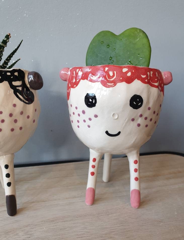 The Spotty Dotty Face Collection Handmade Ceramic Plant Pot | Etsy UK